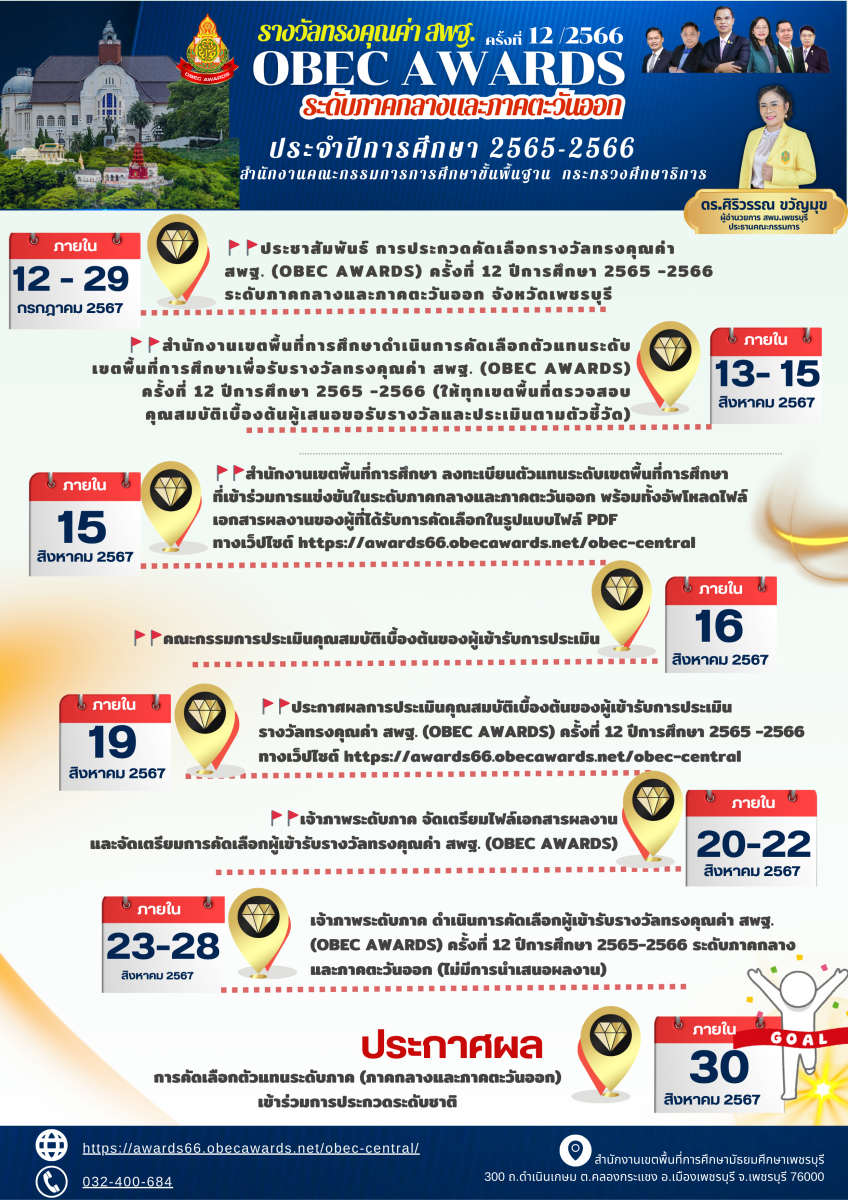 รางวัลทรงคุณค่า สพฐ. OBEC AWARDS ภาคกลางและภาคตะวันออก ครั้งที่ 12